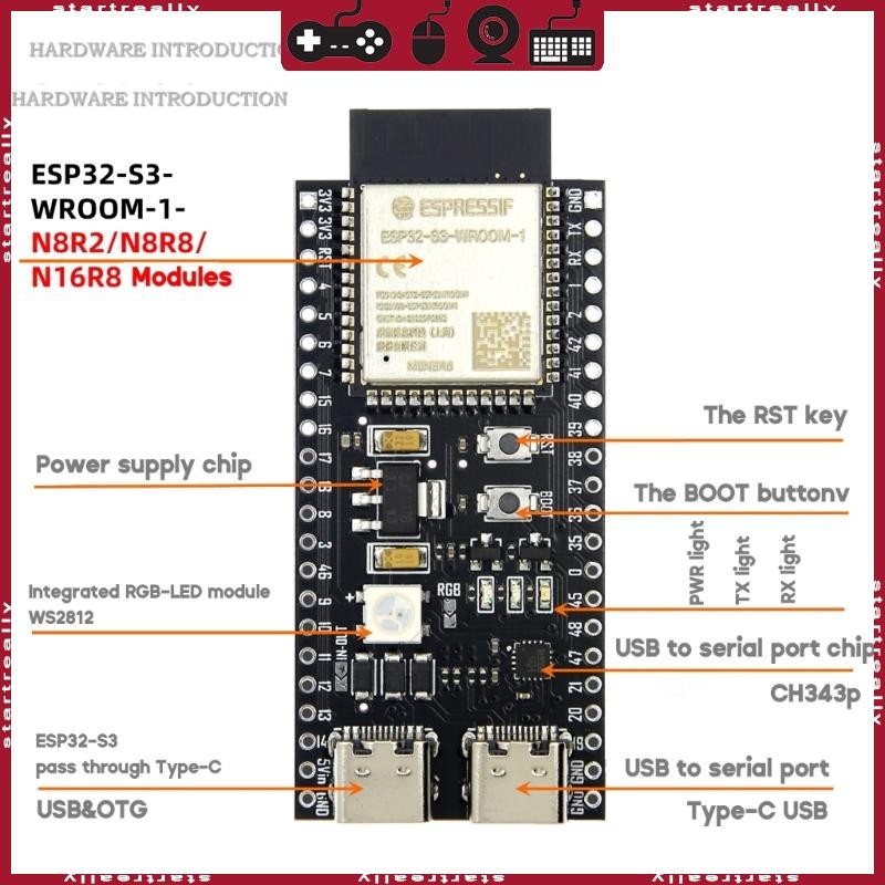 Sta Esp32 S3 Devkit C N16r8 Development Board Wifi Cores Microcontroller Processor Integrated