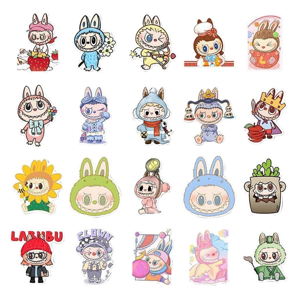 Labubu Waterproof Decal Toy 80 Different Patterns Stickers For Laptop ...