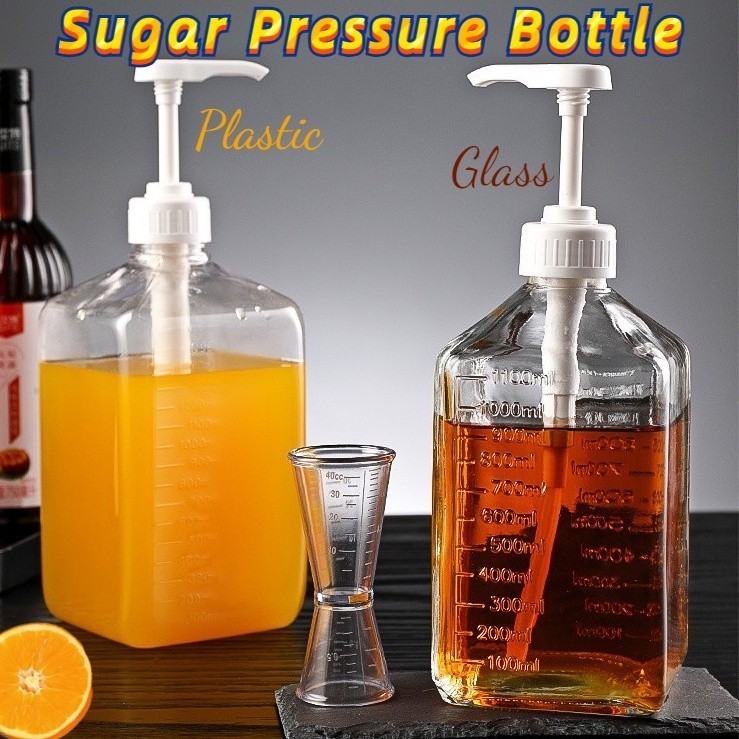 1600ml Sugar Press Bottle Hand Pump Liquid Oil Dispenser Container Home ...
