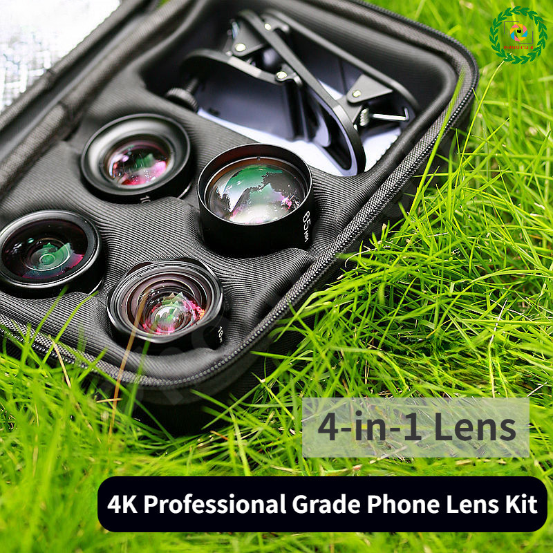 4K HD Phone Lens Professional Grade Cell Phone Lens 4-in-1 Kit Wide ...