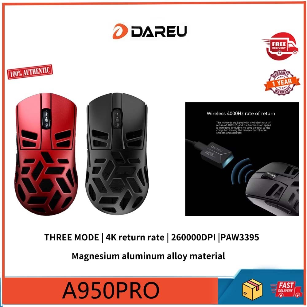 DAREU A950pro magnesium alloy three mode wireless mouse, 4K rate of return, 26000DPI is suitable ...