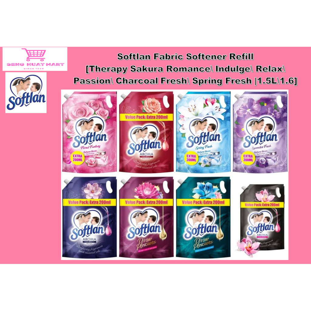 Softlan Fabric Softener Refill [Therapy Sakura Romance\ Indulge\ Relax ...