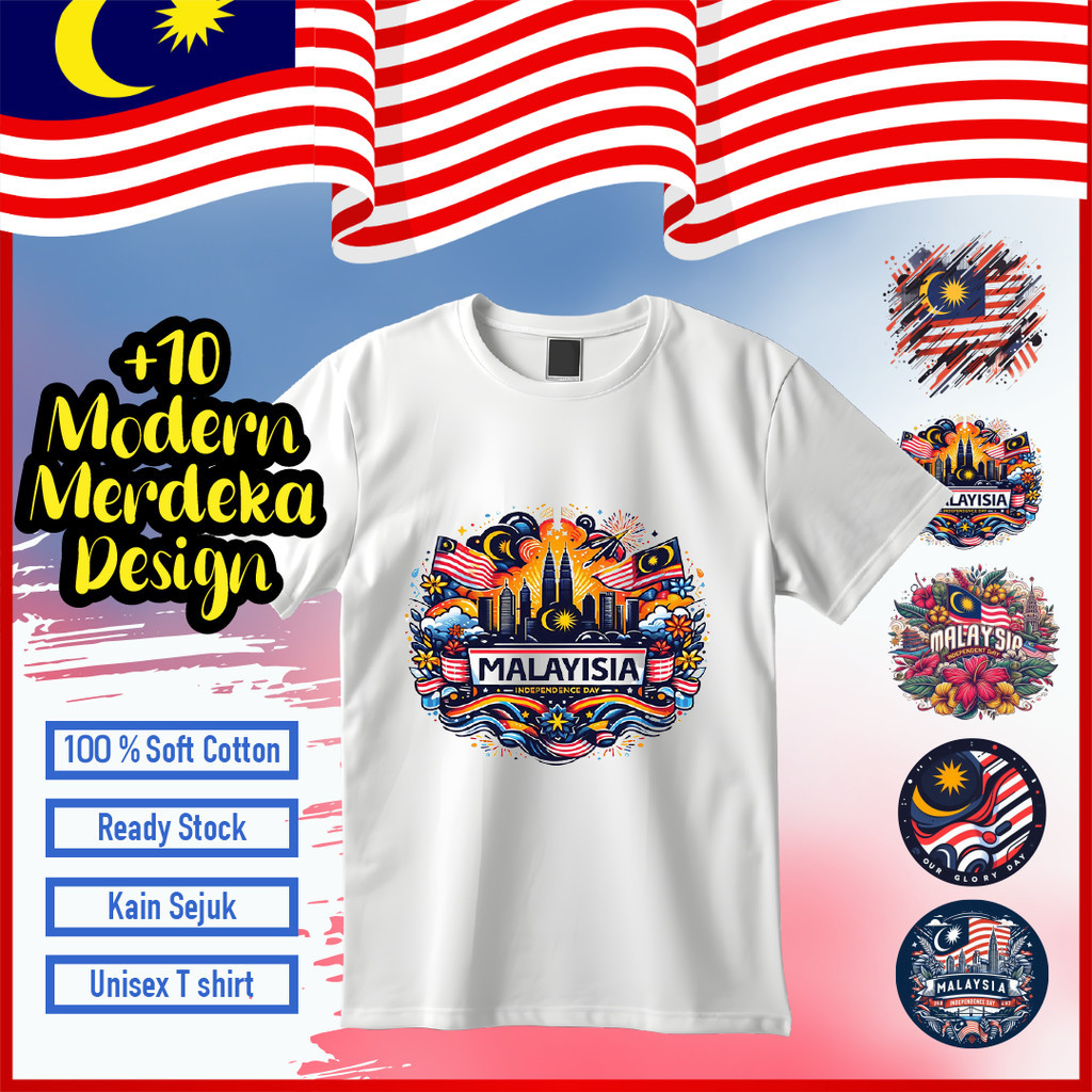 Malaysia Independence Day T shirt Premium Cotton Merdeka Unisex Short ...