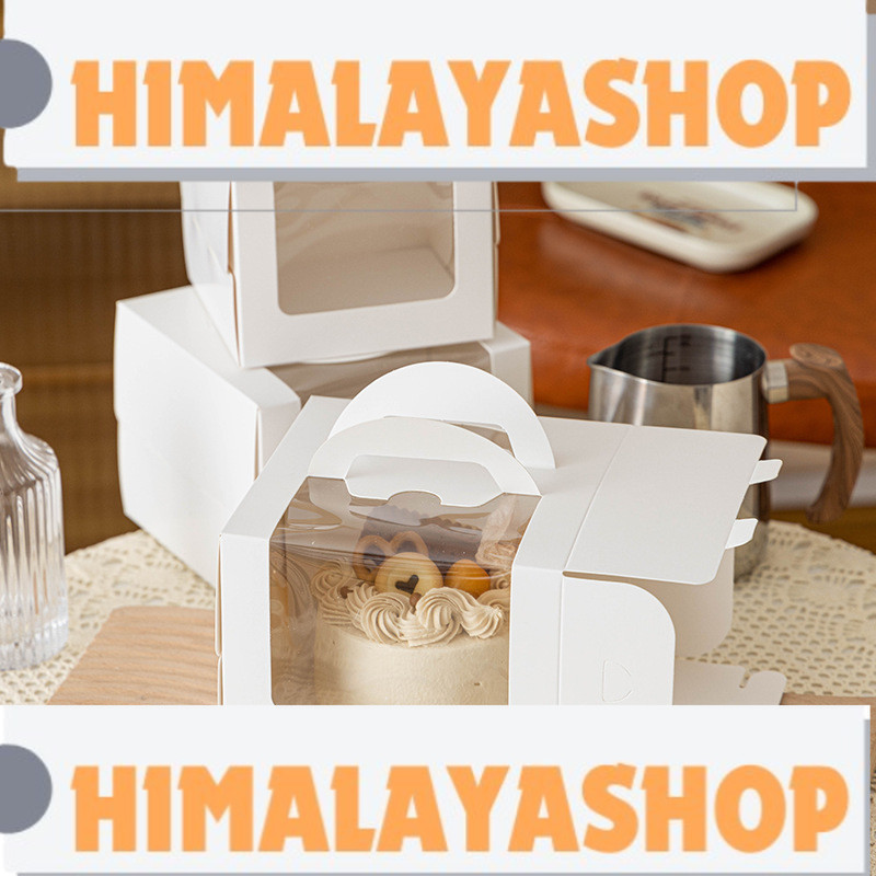 (10pcs) White Window Cake Box with handle 4/5/5+/6/6+ inch Kotak Kek L ...