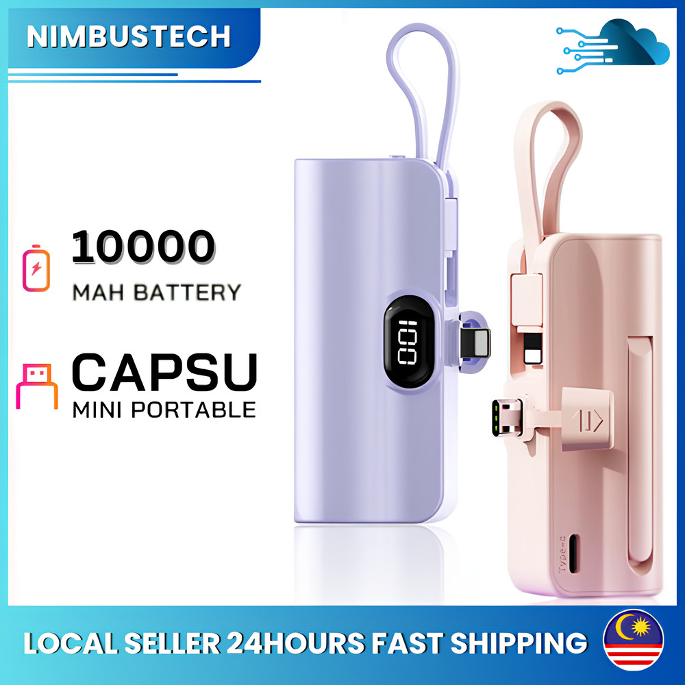 Capsule Mini Portable PowerBank 10000mAh with Cable Type-C / iP Mini ...