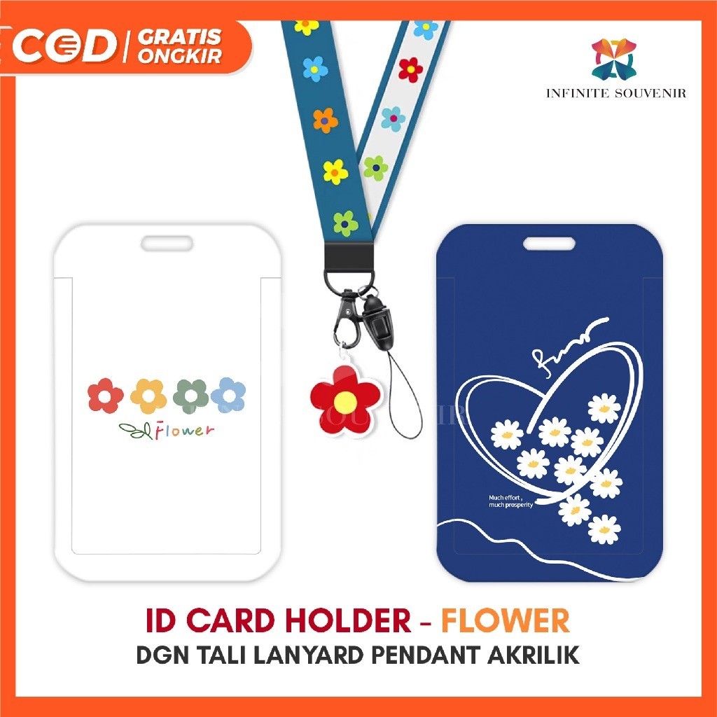 GANTUNGAN [N003] Flower / Name Tag Card Holder Aesthetic Flower Motif ...
