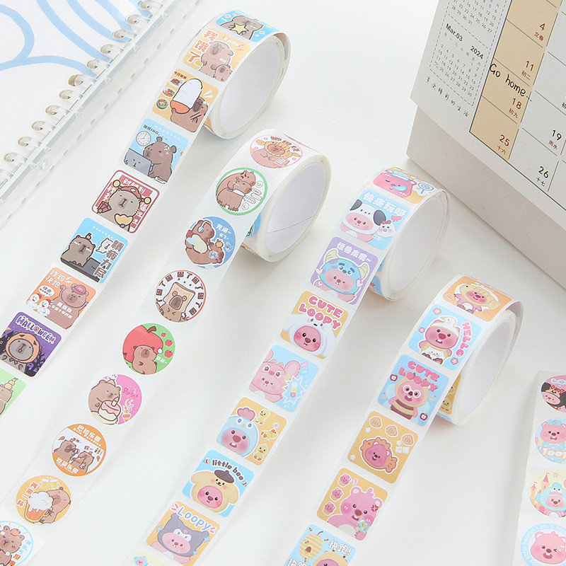 Cute Cartoon Animal Notebook Tape Sticker Roll Capybara Cut Film Washi ...
