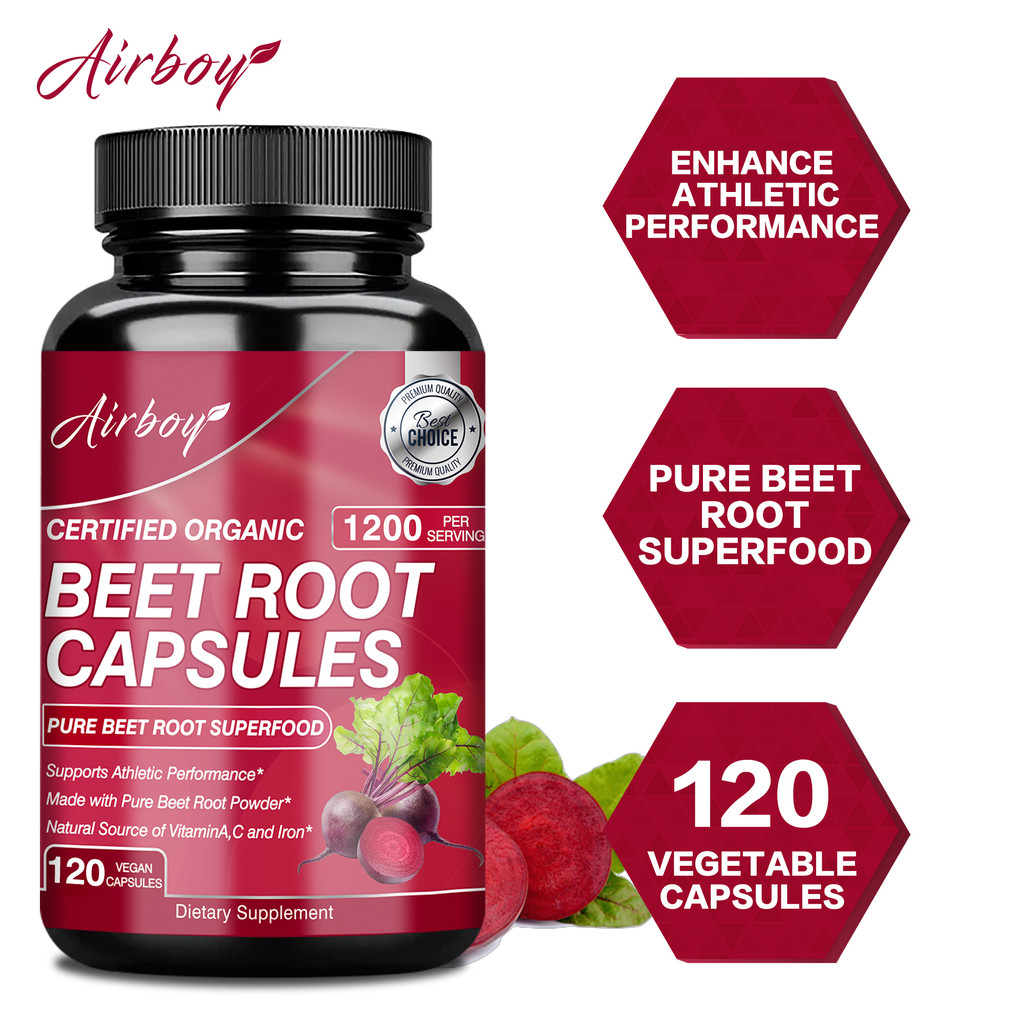 Airboy Super Beetroot Extract, 1200 mg - 30/60/120 capsules, 100% Vegan, Dietary Supplement, Non ...