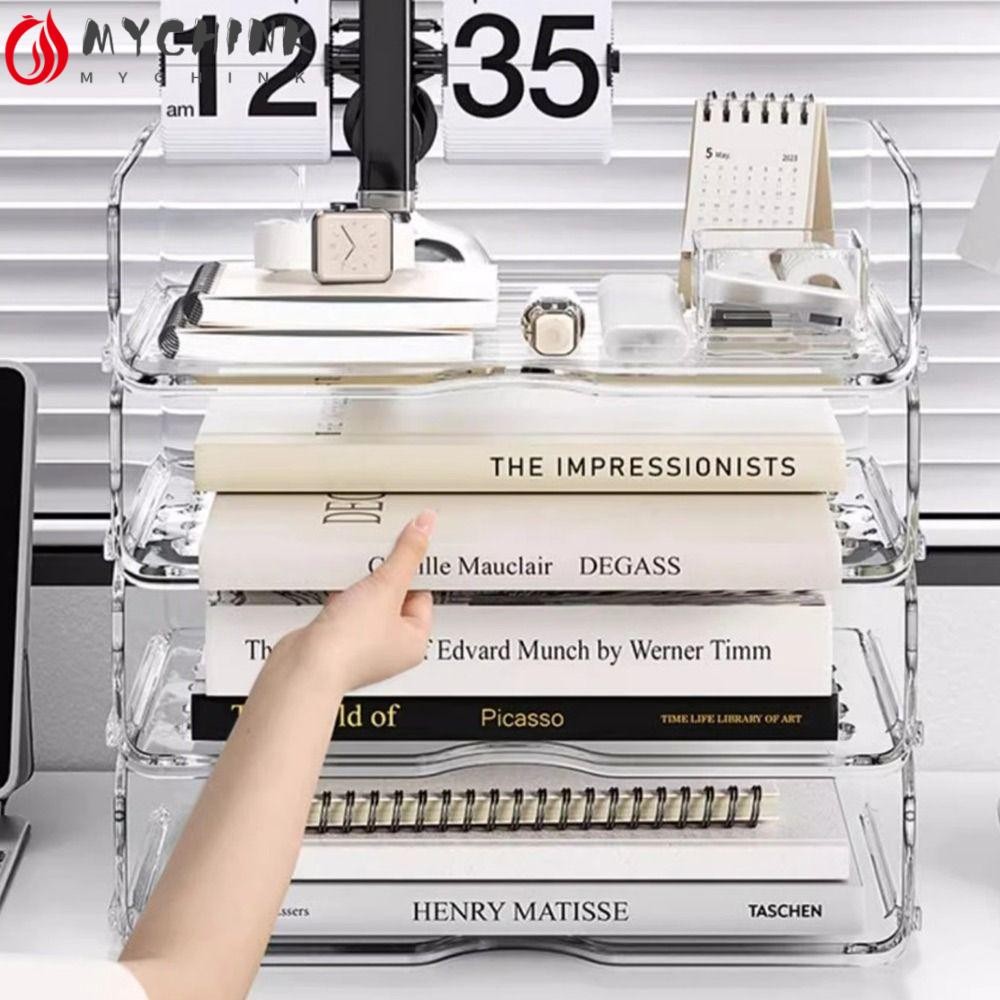 CHINK Desktop File Tray, Transparent Stackable A4 Document Paper ...