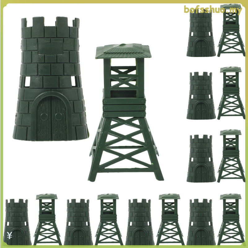 Model Fortress Tower Militar-y Base Playset Action Figure Turret Models ...