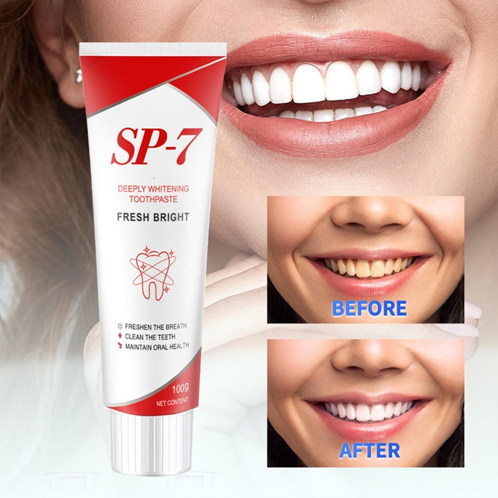 SP7 Probiotic Whitening Toothpaste Teeth Stain Remover with Brush Teeth ...