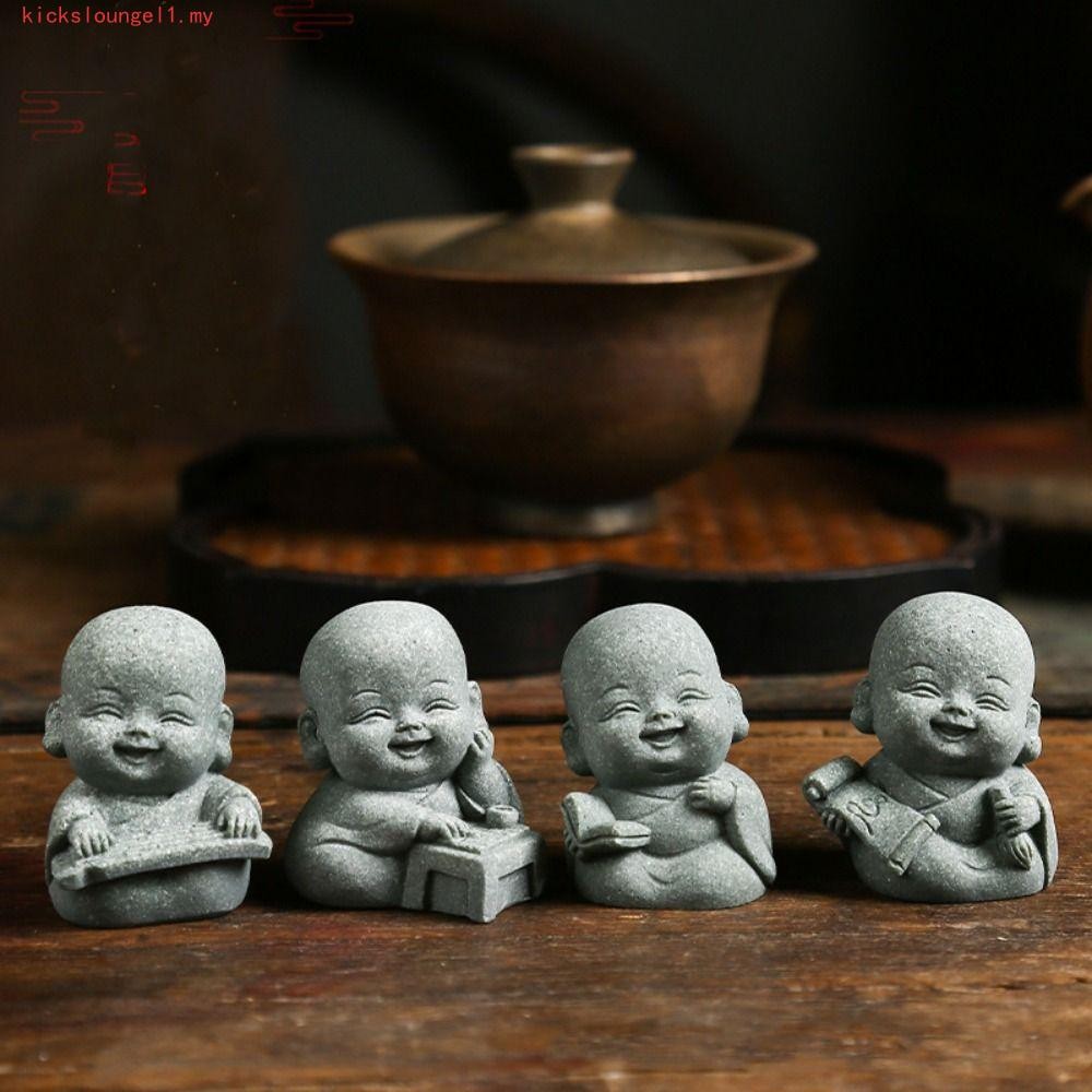 KICKSLOUNGEL Little Monk Figurine, Cute Sandstone Dolls Buddha Statue ...