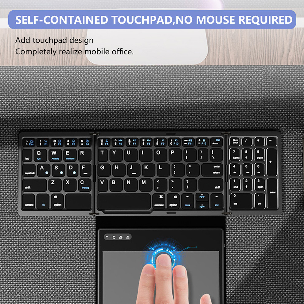 Jomaa Portable Bluetooth Foldable Keyboard For Tablet Phone Laptop Rechargeable Folding Keyboard