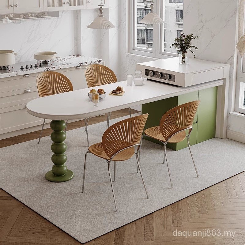 French Entry Lux Retractable Kitchen Island Dining Table Integrated ...