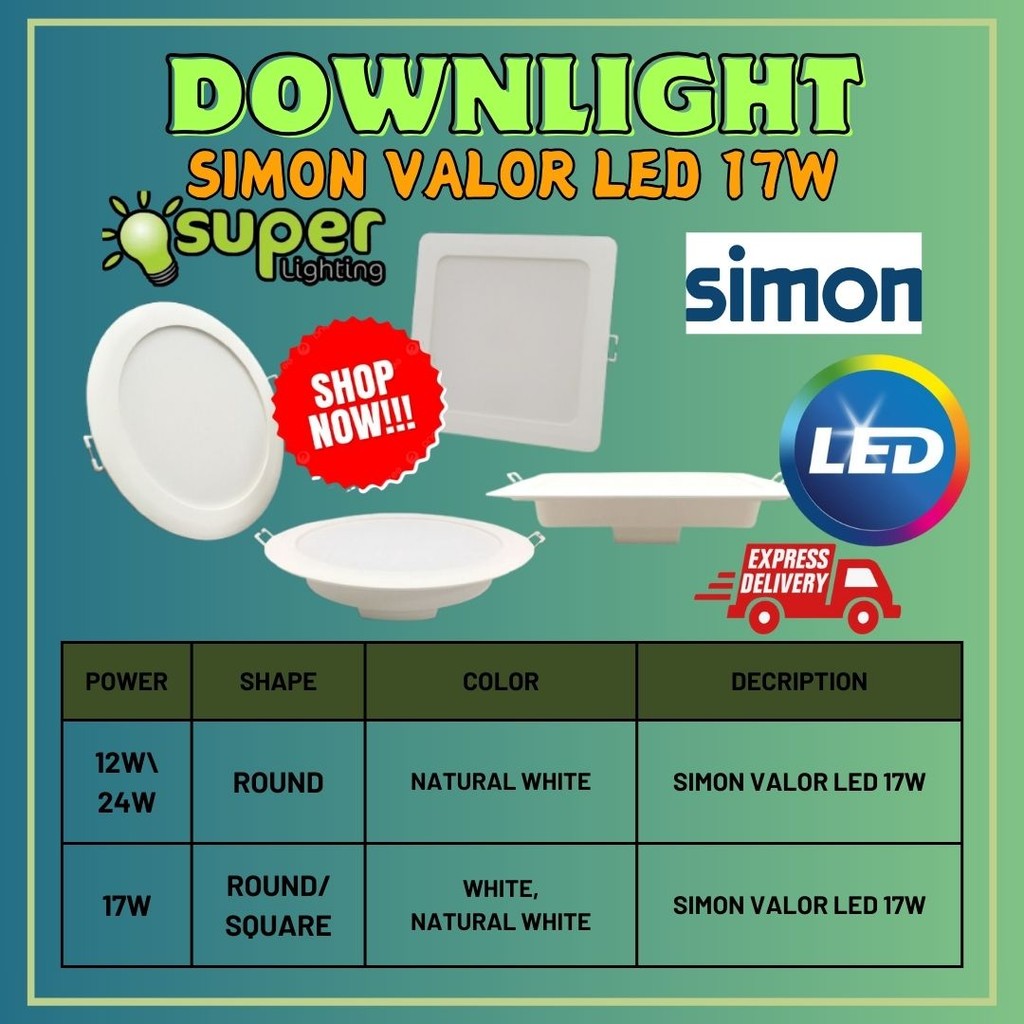 [SIMON] VALOR LED ROUND DOWNLIGHT 12W/17W/24W 4" 6" (SIRIM APPROVED ...