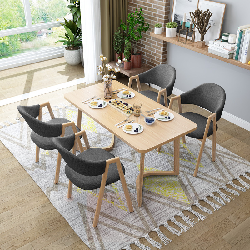 Solid Wood Dining Table Set 1+4 Meeting Table Living Table With 4 ...
