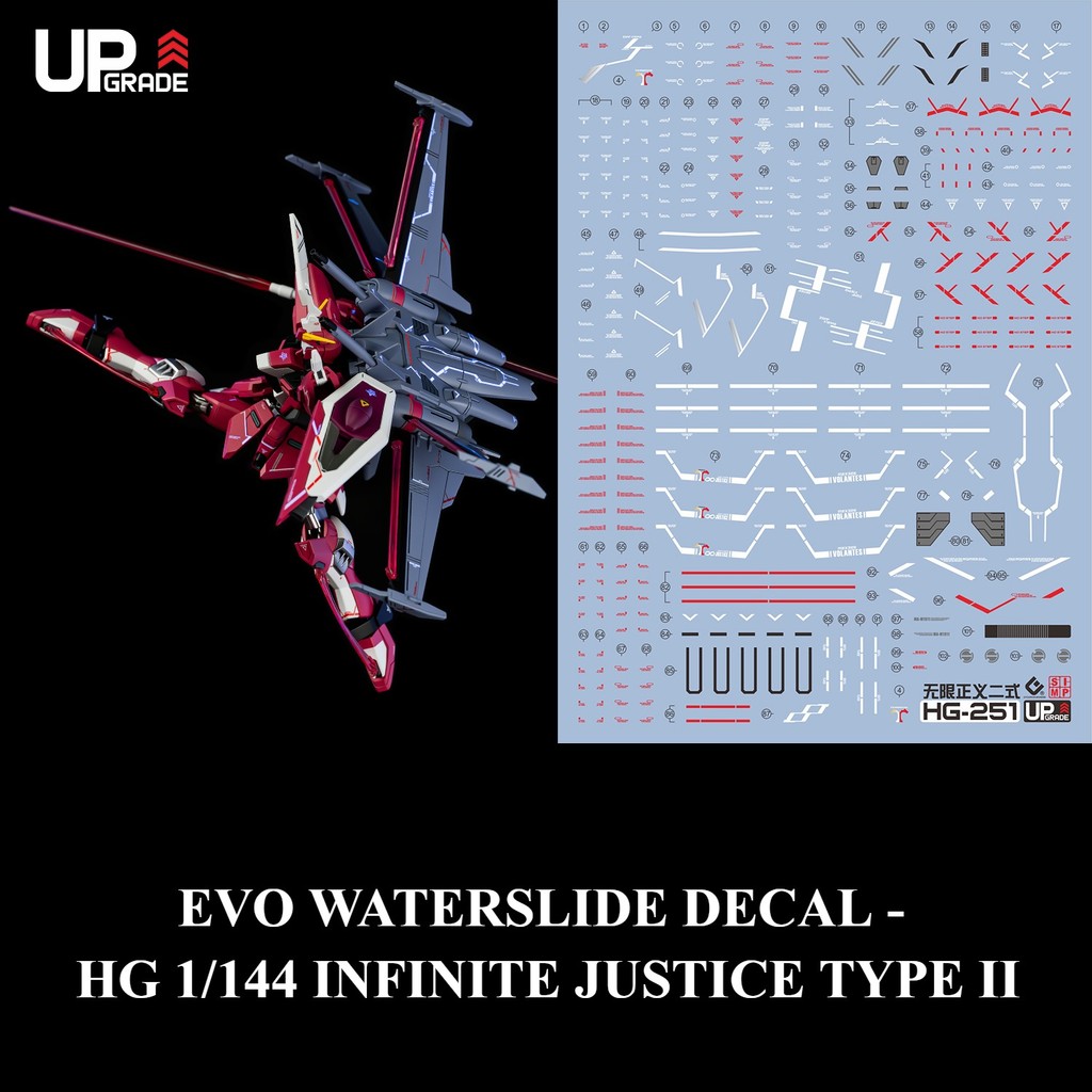 [EVO] Waterslide Decal - [HG251] HG 1/144 ZGMF-X191M2 Infinite Justice Type II (Fluorescent ...
