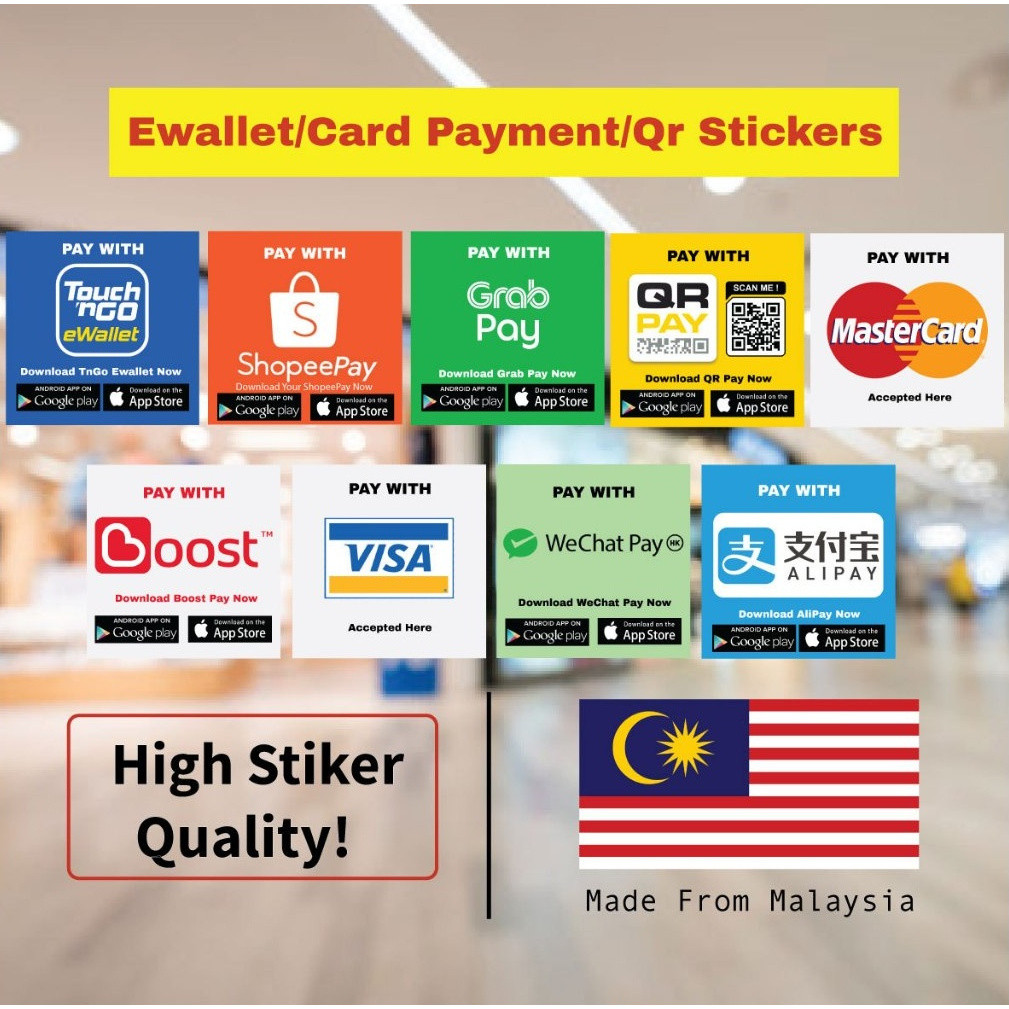 AGM 10cm Payment E-wallet Stickers Malaysia e-wallets Mirror Door Self ...
