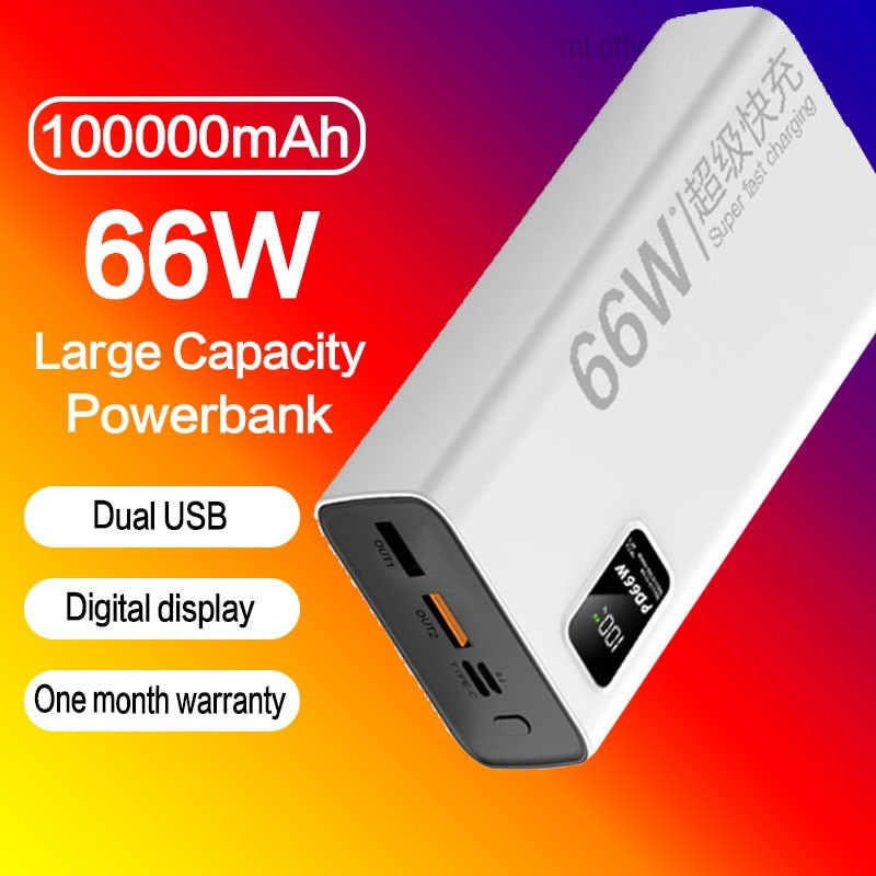 Bank kuasa 66W 100000mAh Fast Charge Digital Display Original Powerbank ...