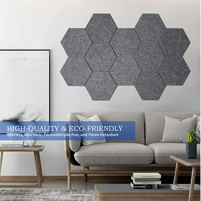 12Pack Self-adhesive Acoustic Panel Hexagon Design Sound Proof Panels ...