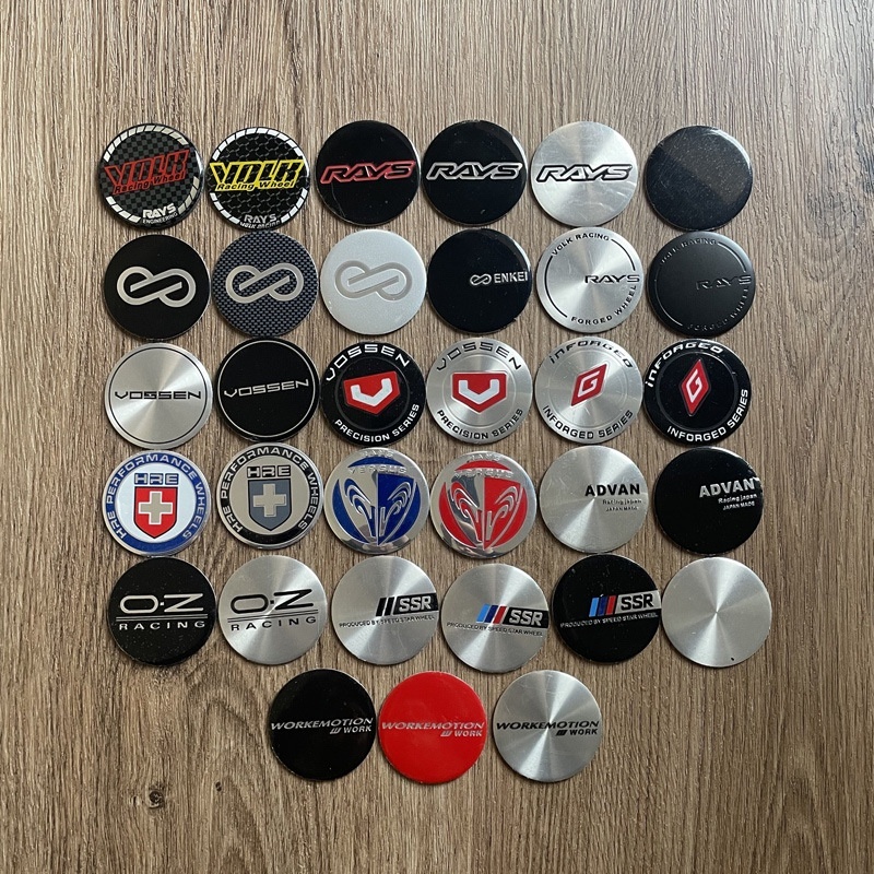 4X45mm Wheel hub cap sticker VOLK RAYS ENKEI metal logo WORK SSR ADVAN ...
