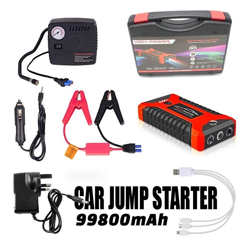 99800Mah Car Jumper Pump Car PowerBank Multi function Car Pump Starter ...