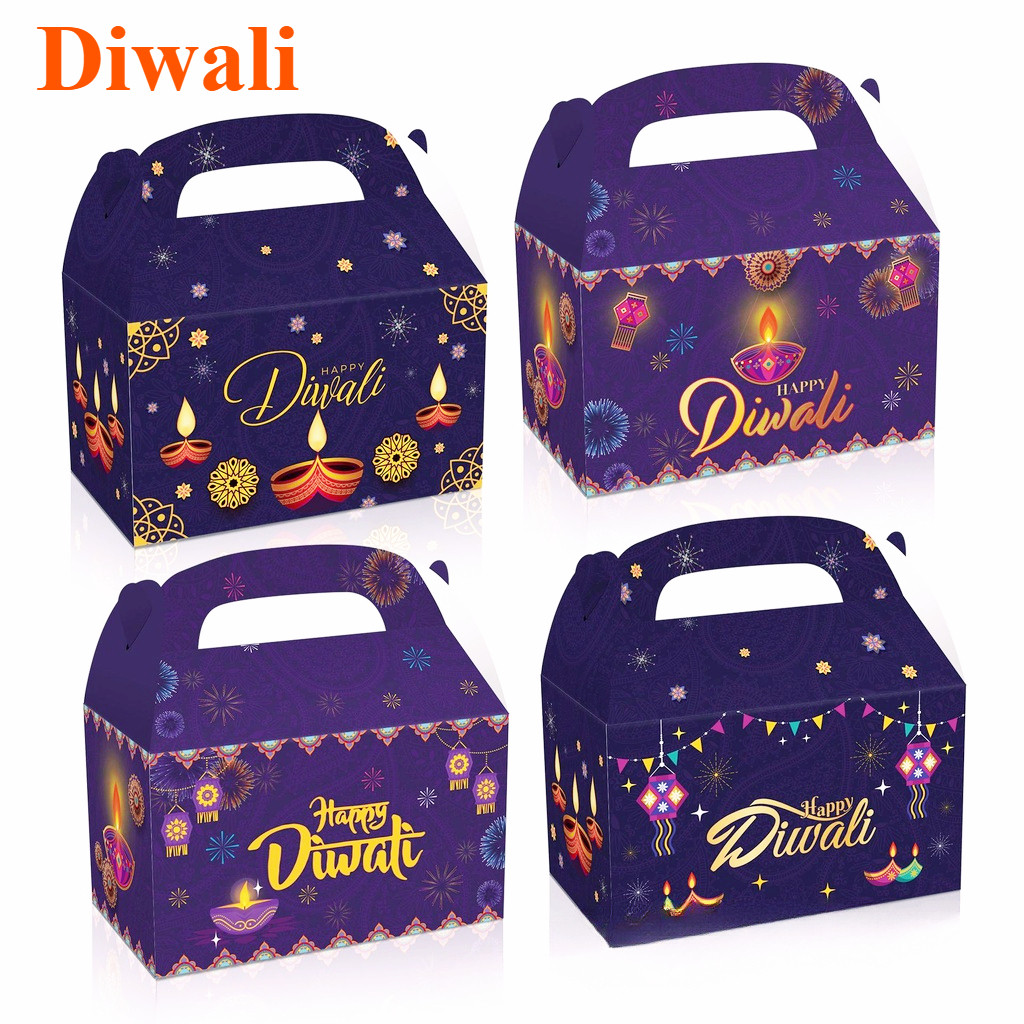 4Pcs Diwali Decoration Gift Box Party Favors Paper Gifts Boxes Hinduism ...