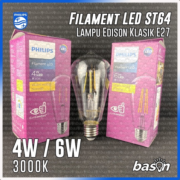 Philips LED Classic ST64 E27 Warm White Yellow 4W/6W - Decorative LED ...