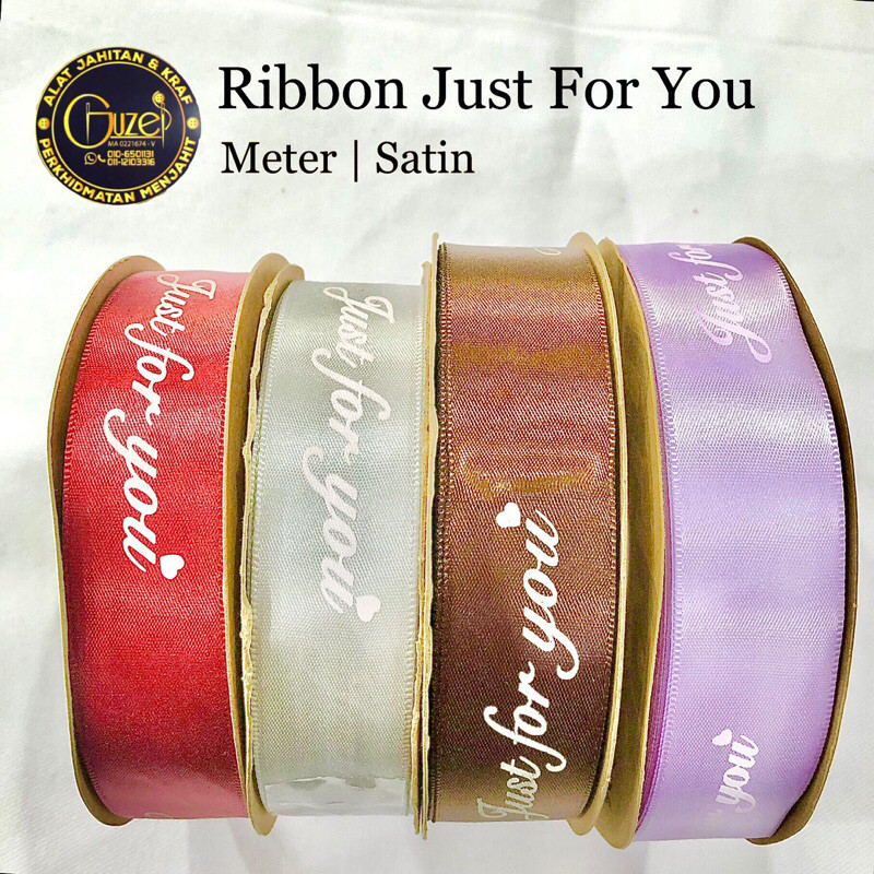 (Meter)2.5CM Just For You Ribbon Reben Riben Gift Satin Organza Flower ...