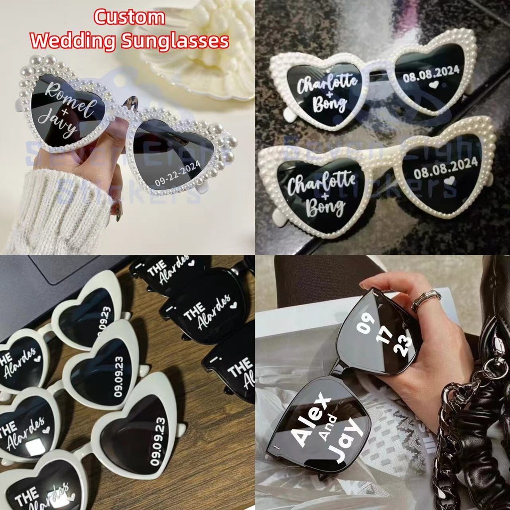 Custom Glasses UV Print Names Sunglasses Wedding Glasses Bride and ...