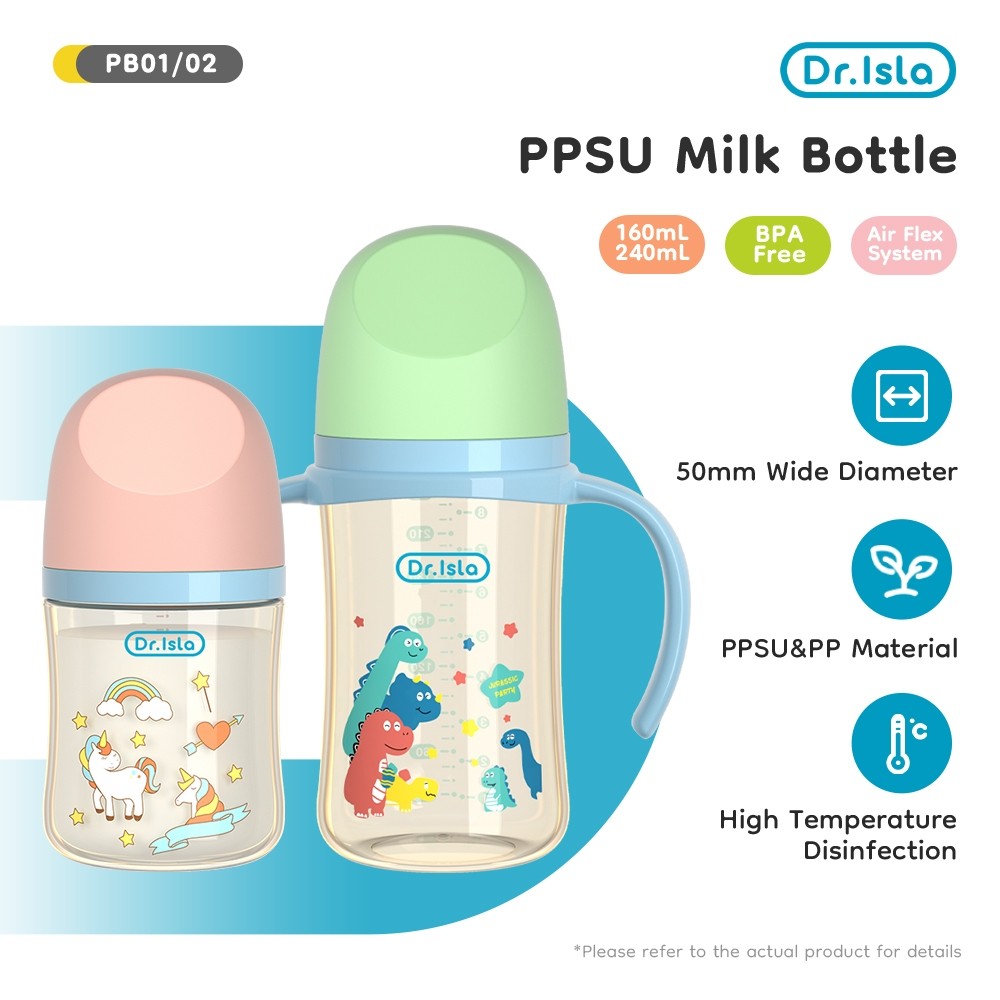 Dr.isla PPSU Milk Bottle Wide Neck Botol Susu Teat Nipple Puting Susu Wide Neck Puting Anti ...