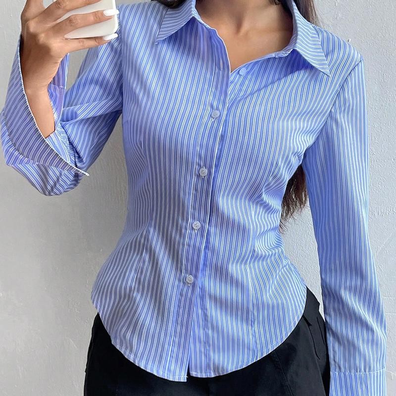 G&M#Blouse Cantik untuk Wanita,Fesyen,Lengan Berkobar,Baju Berjalur ...