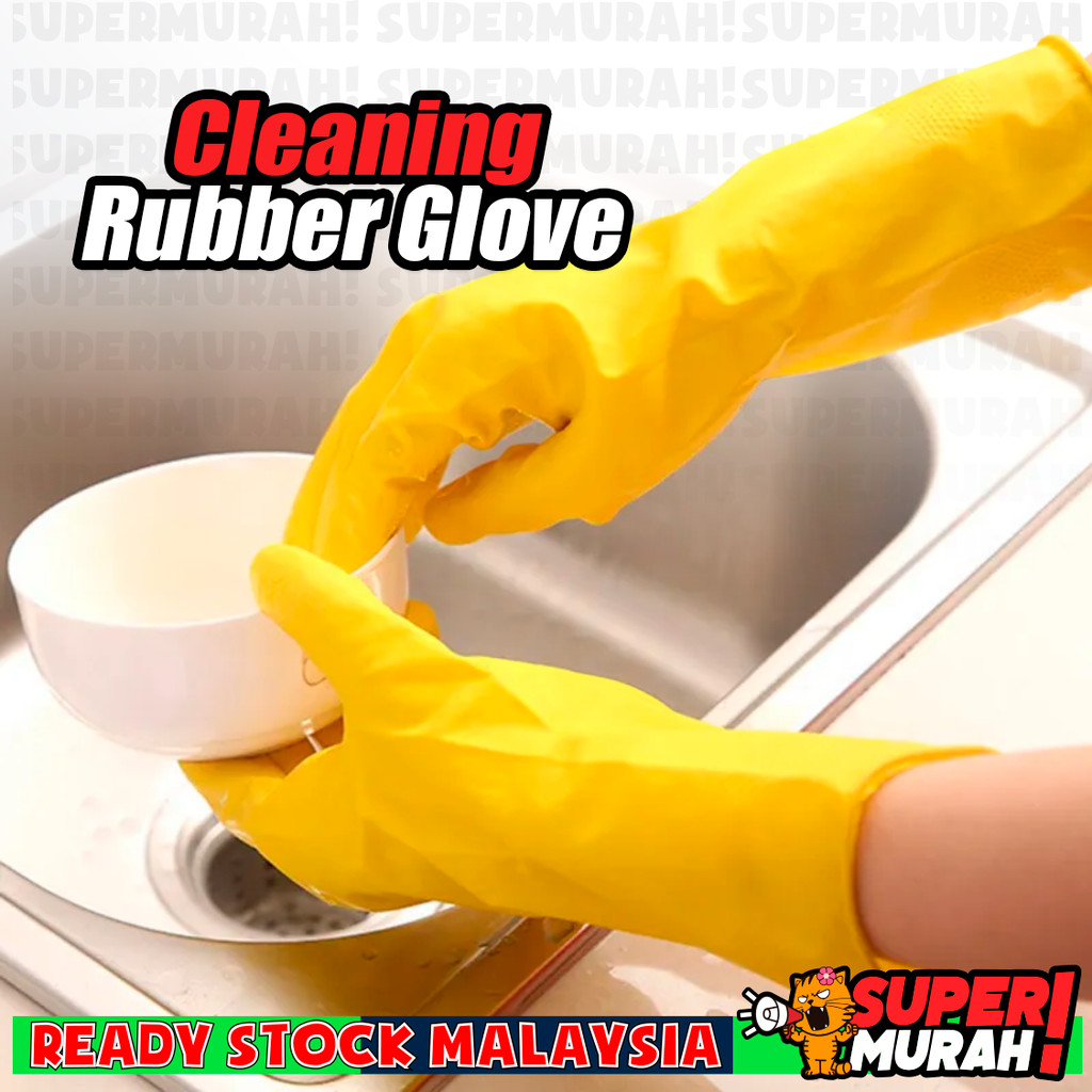 Extra Thick Yellow Cleaning Glove Household Rubber Glove Sarung Tangan ...
