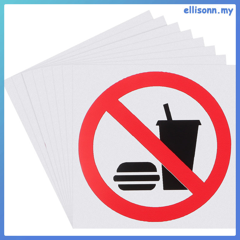 4pcs No Food Or Drink Allowed Sticker Set Warning Sign No Food Or Drink ...