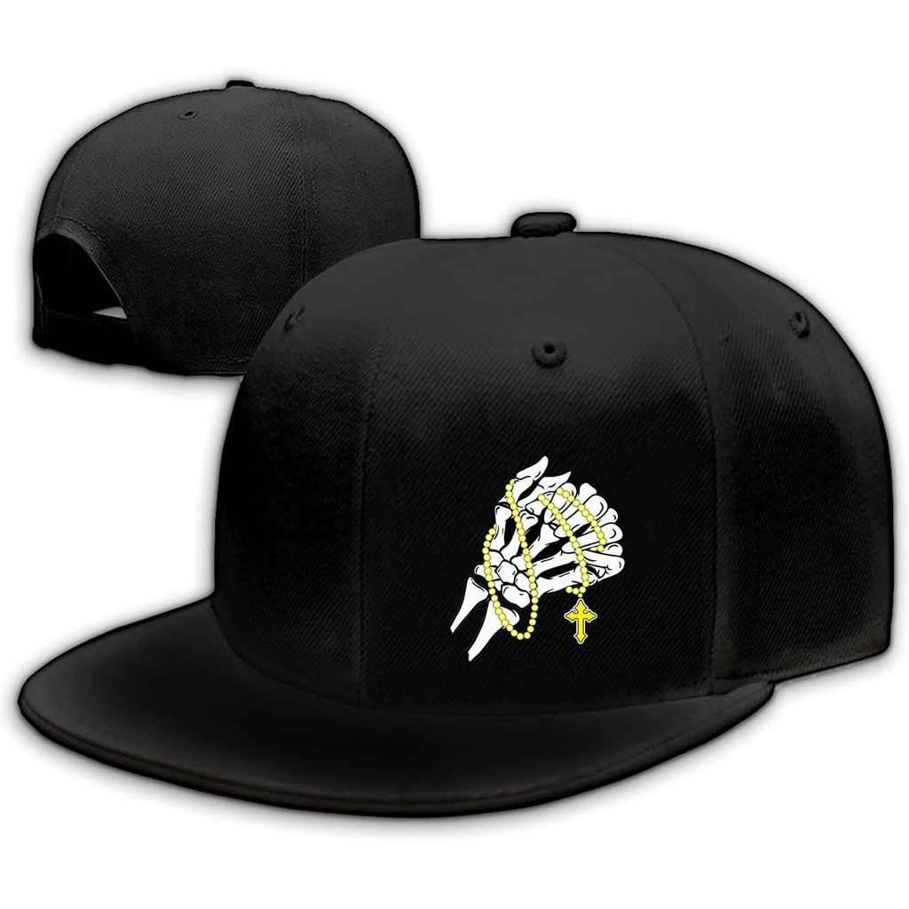 Men's Skull Finger Printed Flat Head Hat Black Men's Hat Baseball Hat ...