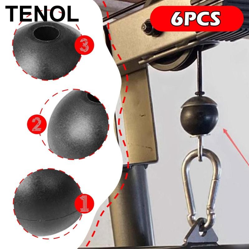 TENOL 6 Pieces Gym Cable Ball Stoppers Pulley Cable Accessories Black ...