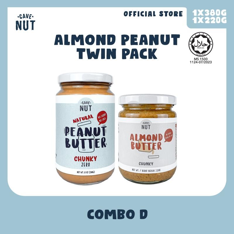 (Combo D) CaveNut Almond & Peanut Butter Twin Pack, No Sugar Added ...