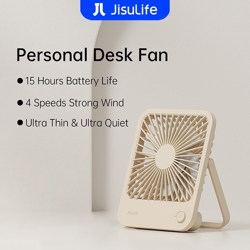 JISULIFE Portable Table Fan Life 1 4500mAh Strong Wind Mini Desk Fan 4 ...