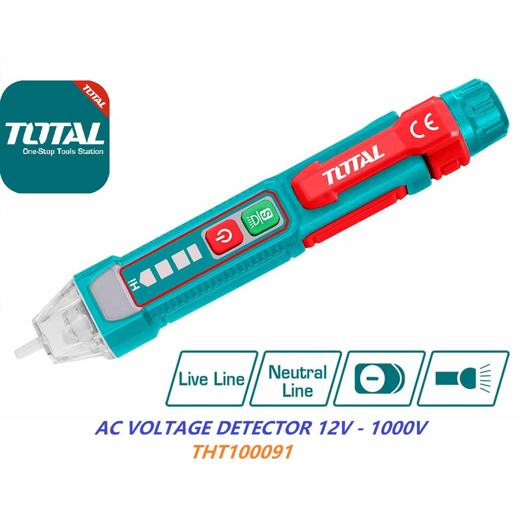 TOTAL THT100091 Non-contact AC Voltage Detector, LED Light And Sound ...