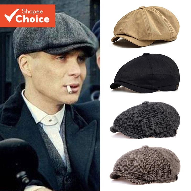 British Style Retro Unisex Soft Beret Octagonal Hat Outdoor Leisure ...
