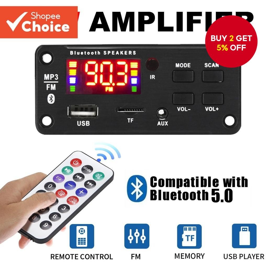 Handsfree 50W Amplifier DIY MP3 Board DC 12V Bluetooth 5.0 USB FM AUX 3 ...