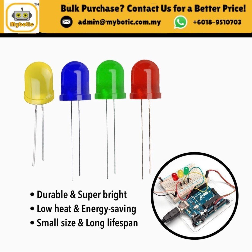 LED Light Emitting Diode 10mm ( Red Blue Yellow Green LED ) | Shopee ...