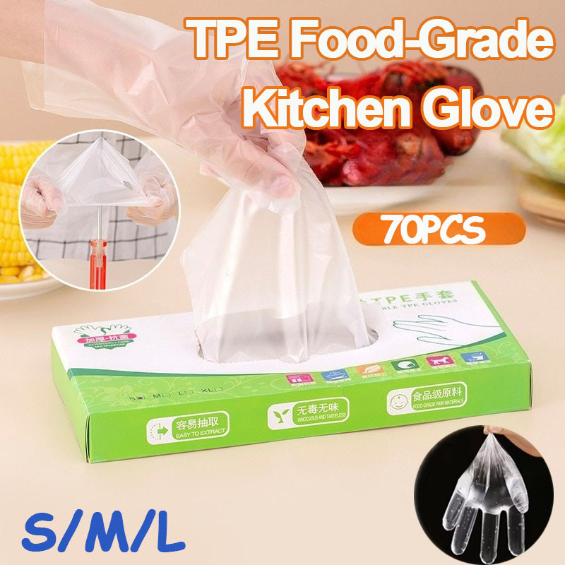 Food-Grade TPE Disposable Transparent Kitchen Glove Thicken Oil ...