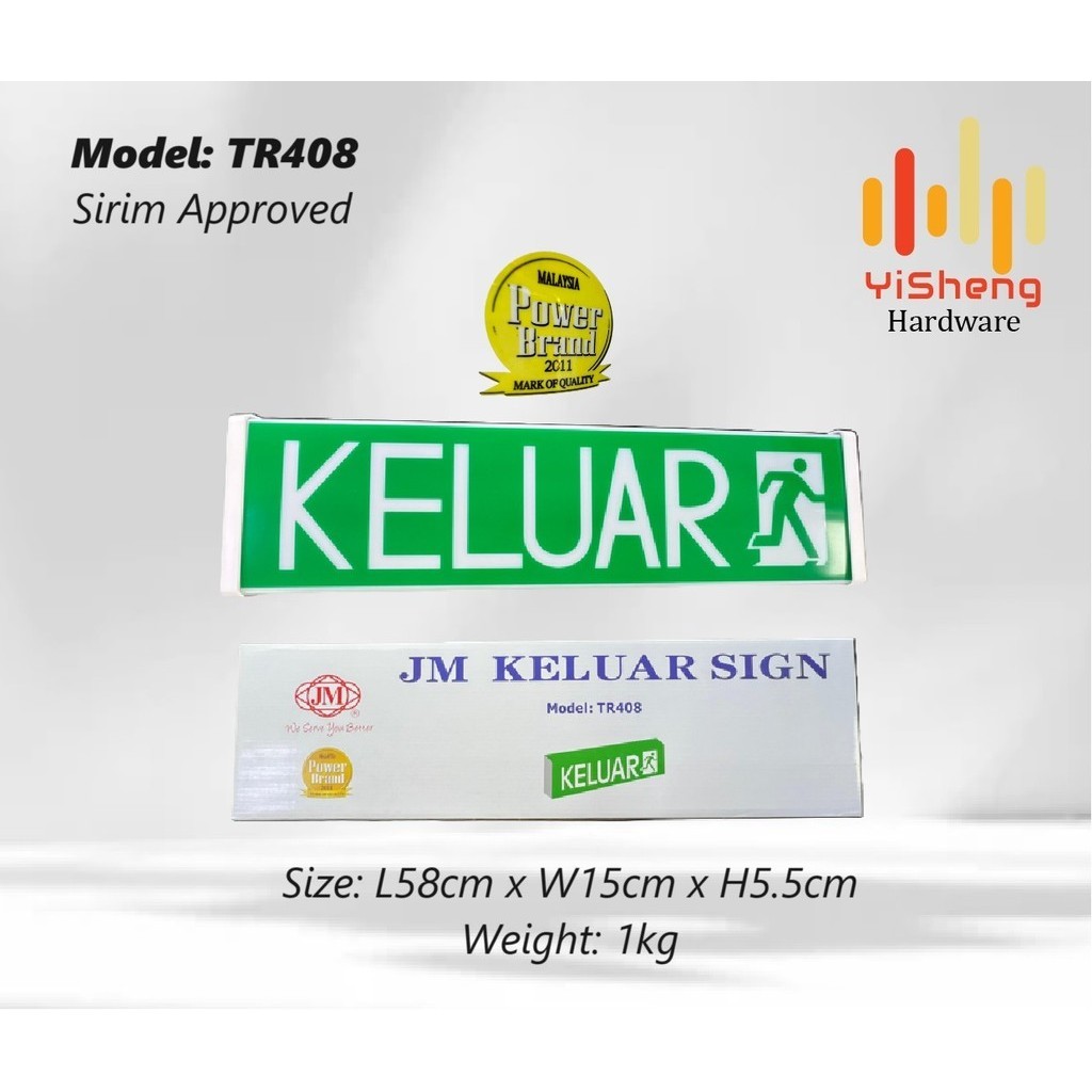 JM Emergency LED Keluar Sign (Model: TR408) Sirim Approved / Sign Exit ...