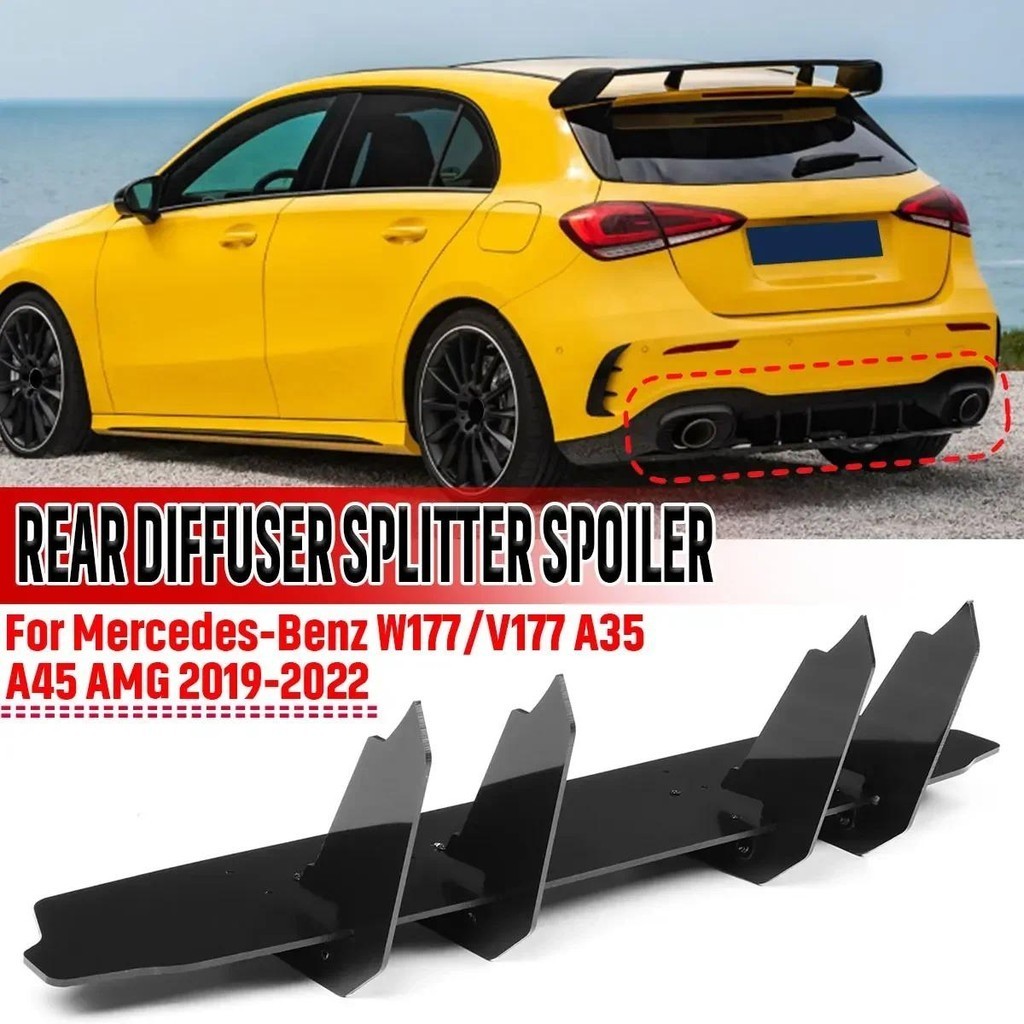 New Rear Bumper Lip Diffuser Shark Fin For Mercedes For Benz W177 V177 A35 A45 for AMG 2019-2022 ...