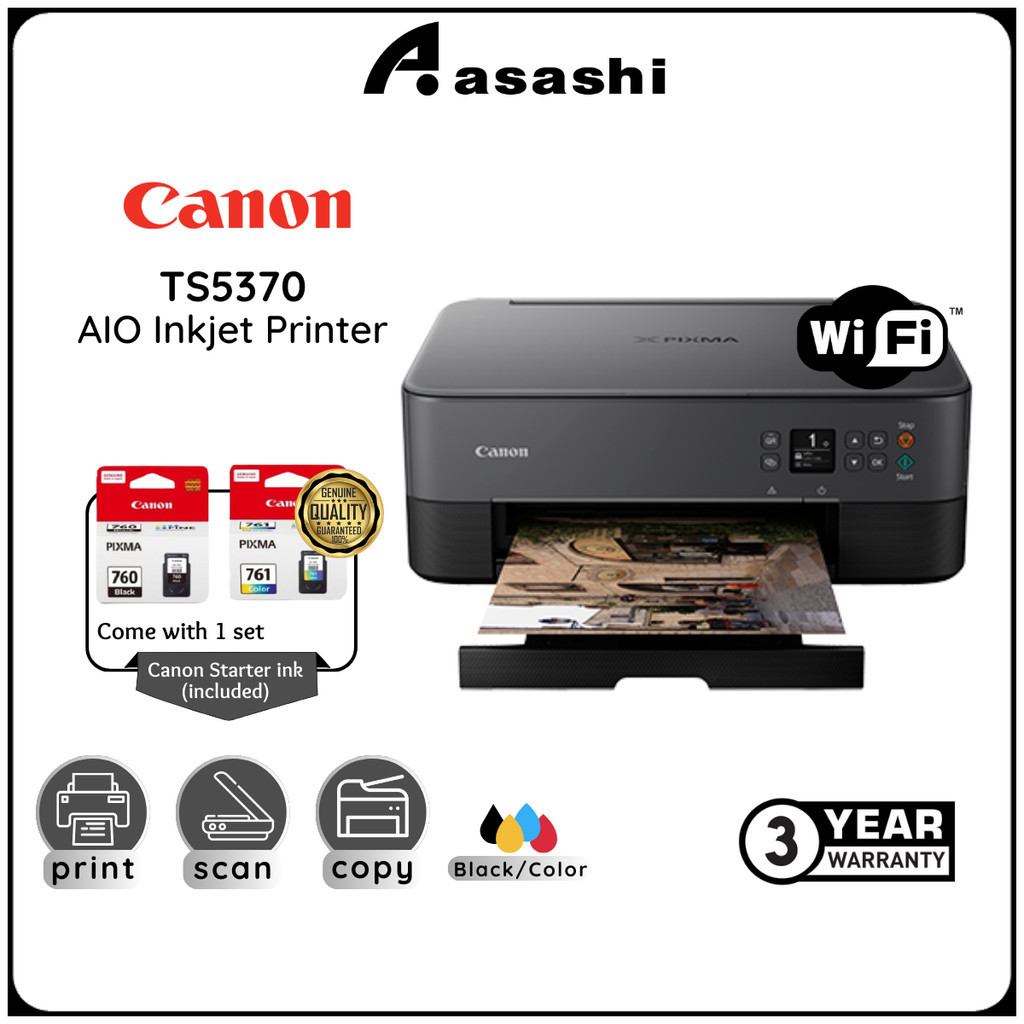 Canon Inkjet TS5370 AIO Inkjet Printer A4, Duplex Print, Scan, Copy ...