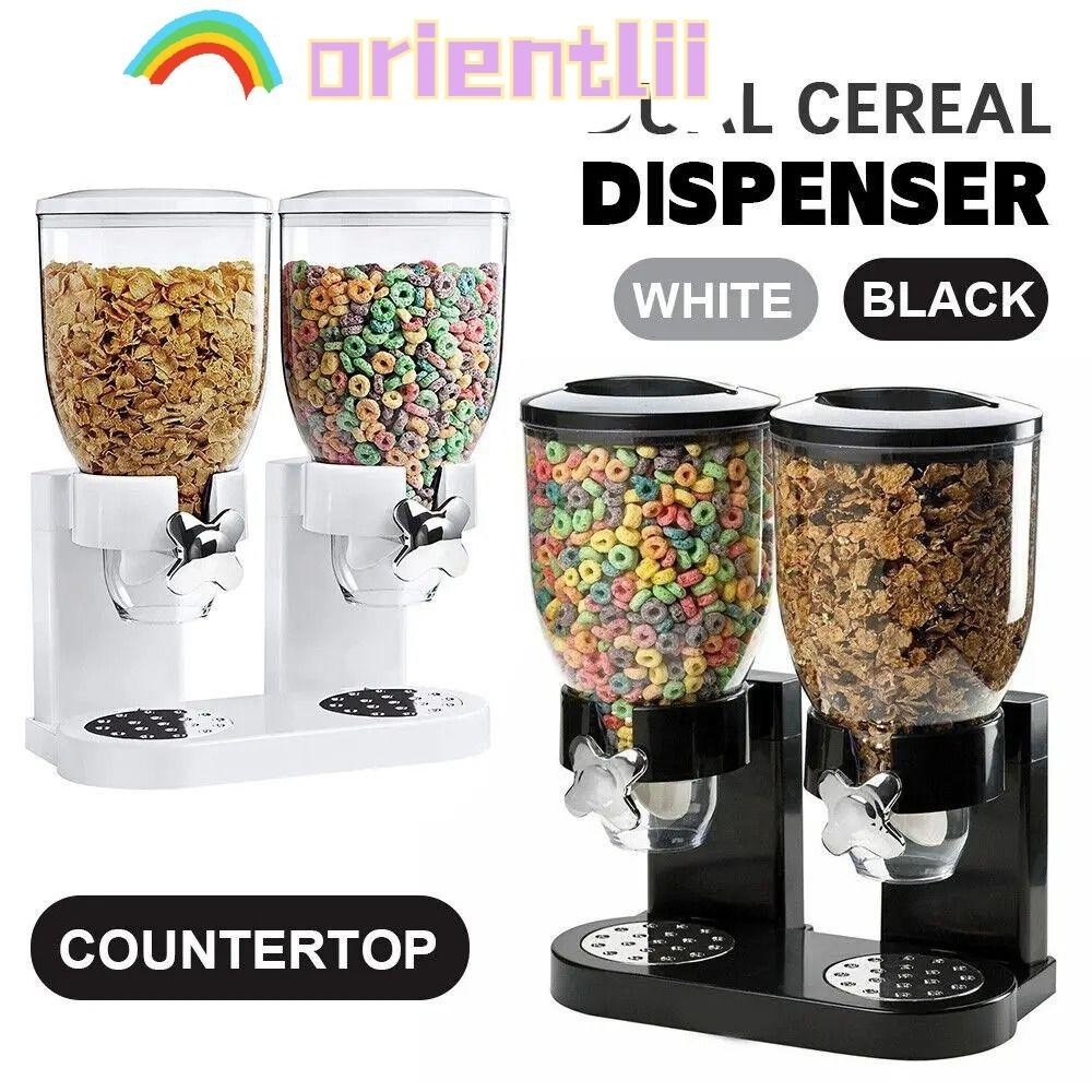 ORIENTLIIY Dry Food Dispenser, Food Container Twin Cylinder Jars Cereal ...