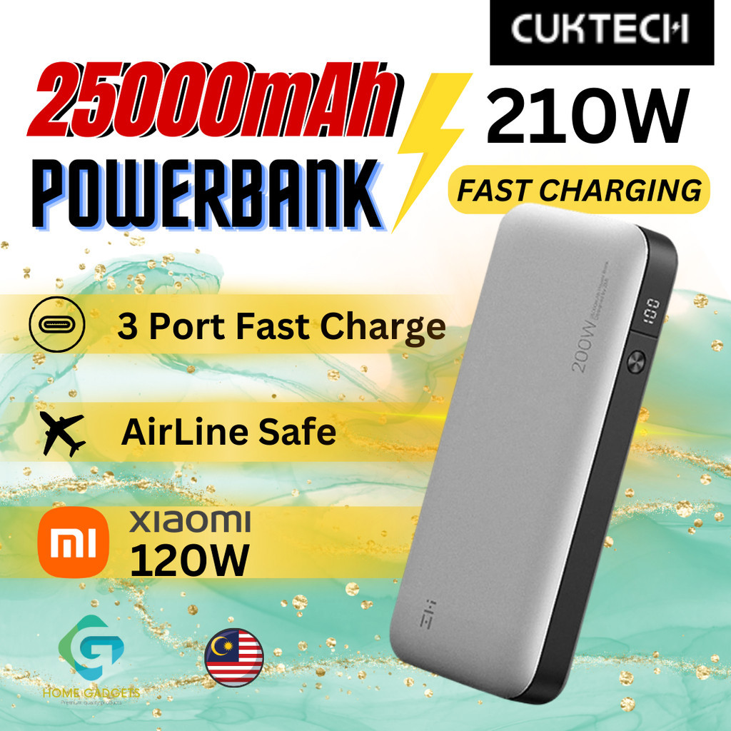 CukTech 210W PowerBank 25000mAh QB826G No. 20 Laptop PowerBank with 3 Power Delivery Ports ...