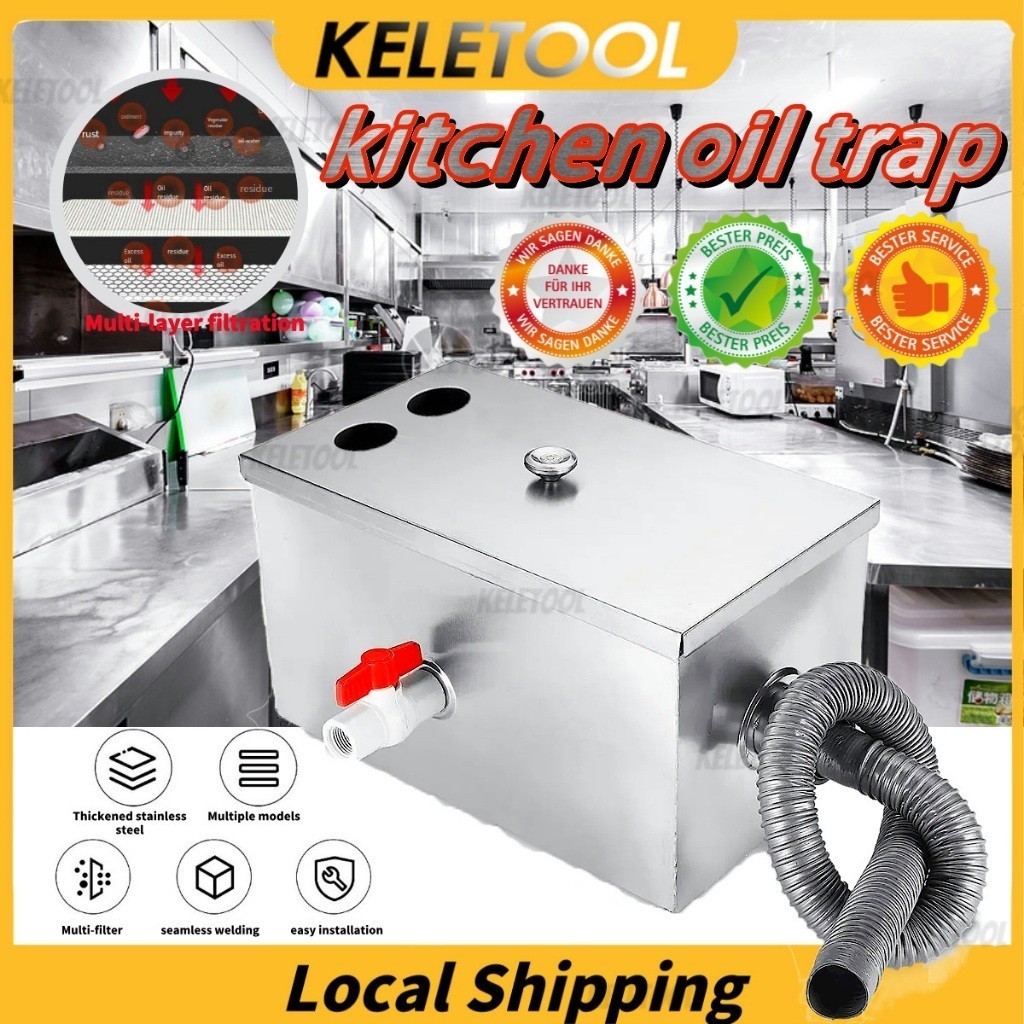 Stainless Steel Grease Trap Kitchen Oil Trap Interceptor Filter ...