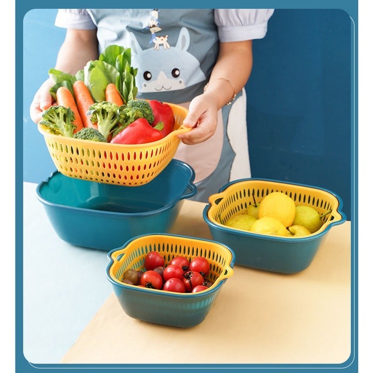 Malaysia Stock! Double Layer Multipurpose Kitchen Basket Basin to Wash ...